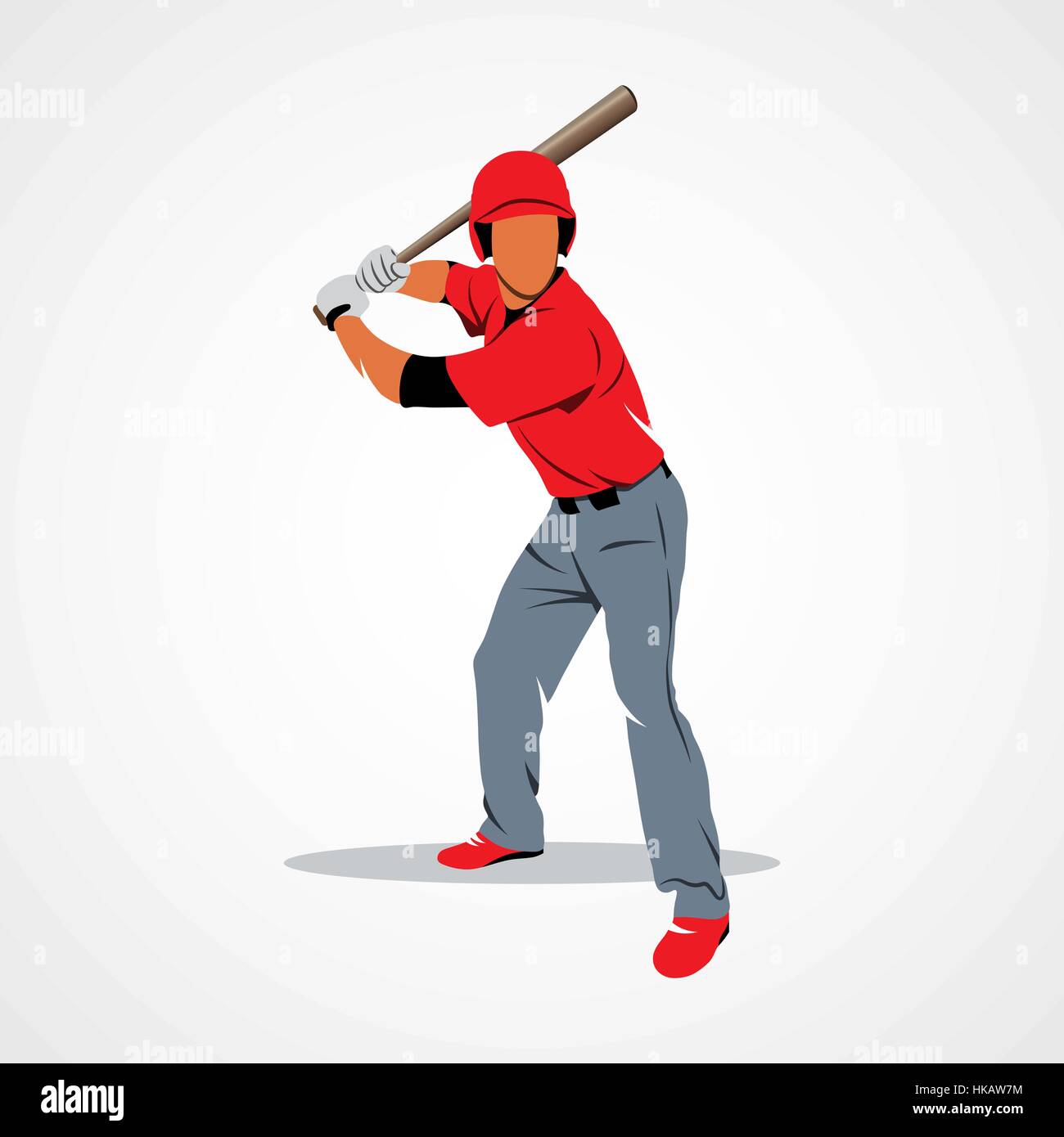 Baseball player hit the ball on a white background. Vector illustration ...