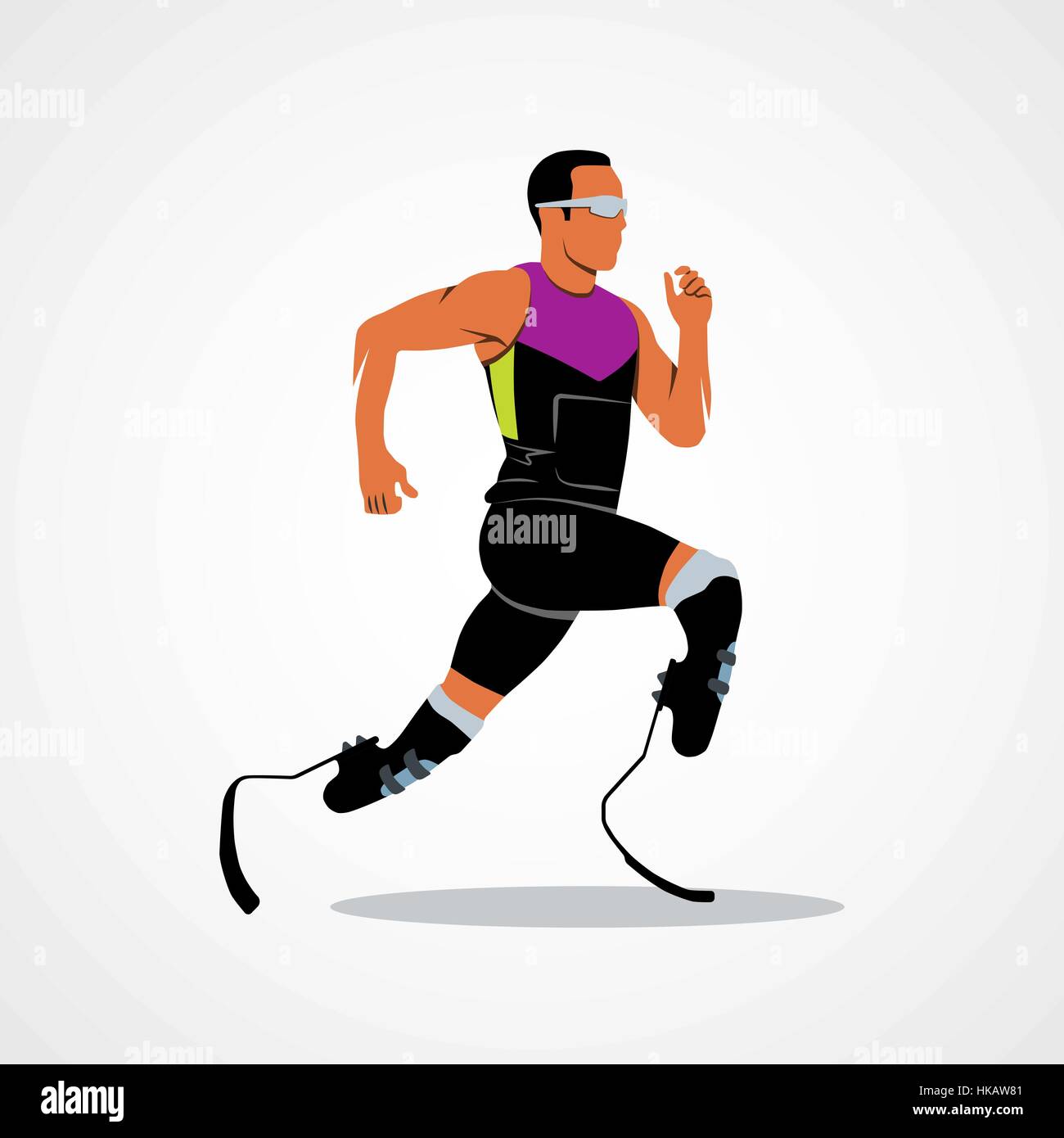 Abstract disabled athlete running on a white background. Vector ...