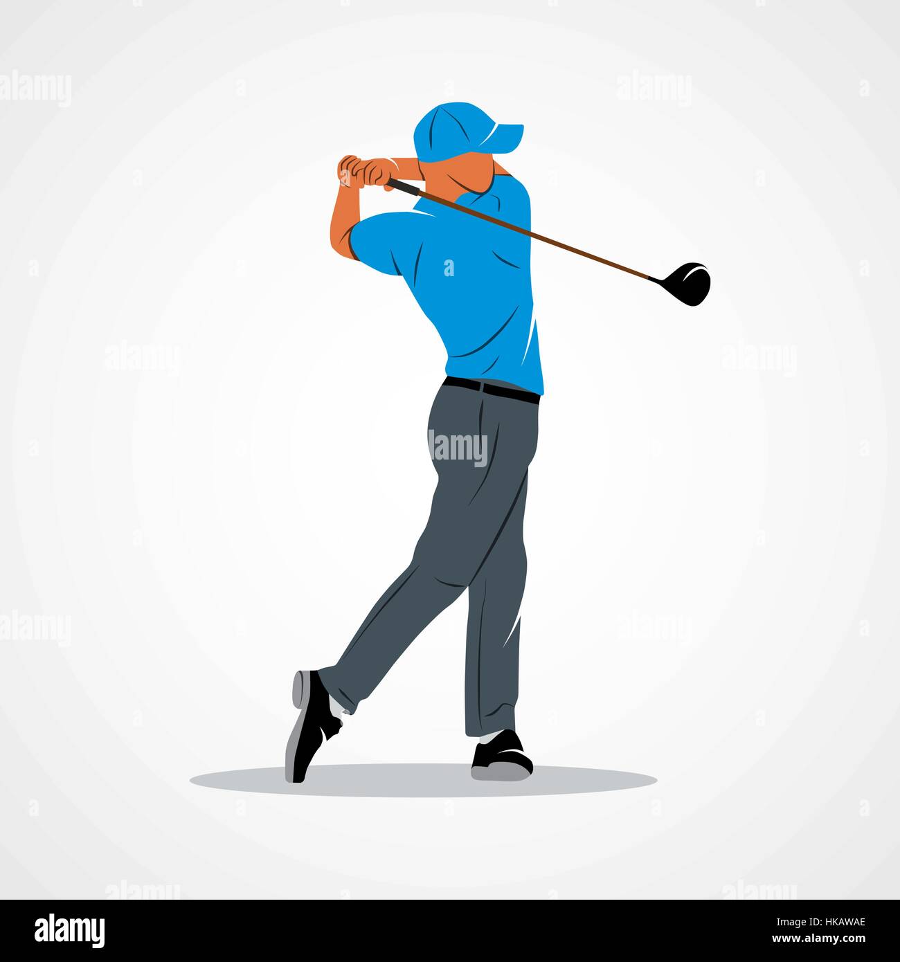 Abstract golf player, kick the ball on a white background. Vector ...