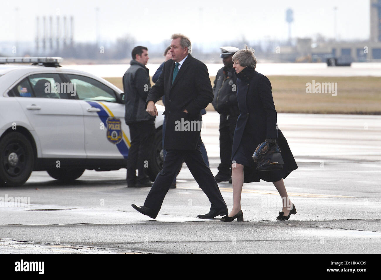 Prime Minister Theresa May, with UK's ambassador to the US Sir Kim ...
