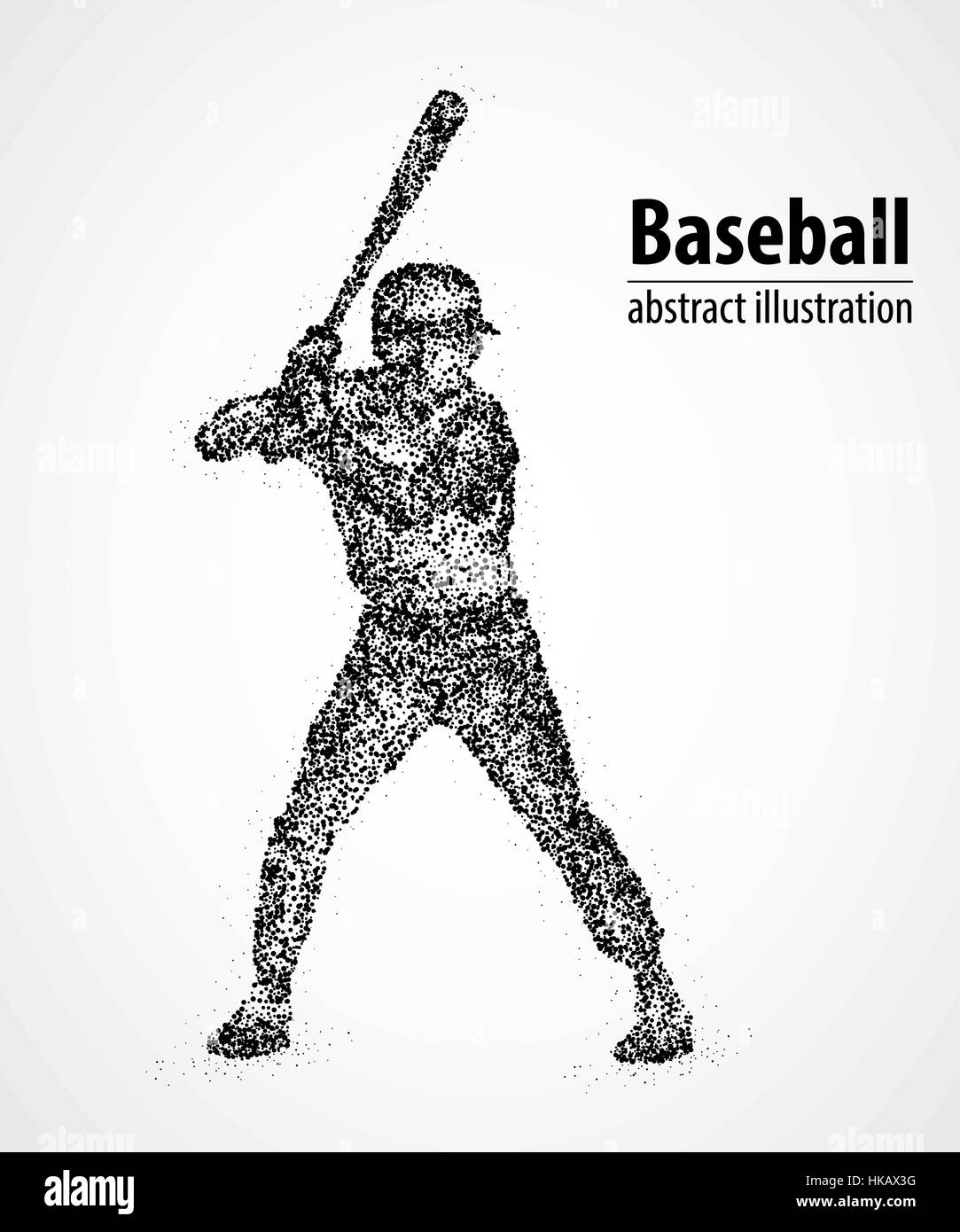 Abstract baseball player with a bat in black circles. Vector ...