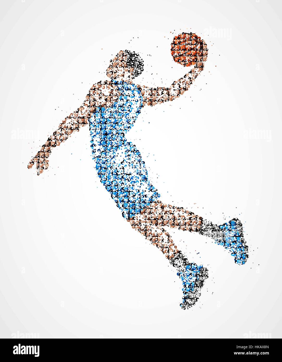 Abstract basketball player in jump of multicolored circles. Vector ...