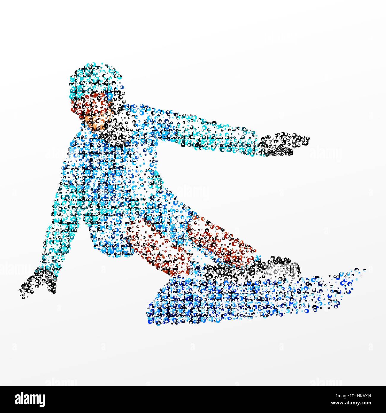 Abstract snowboarder from multicolored circles. Vector illustration ...