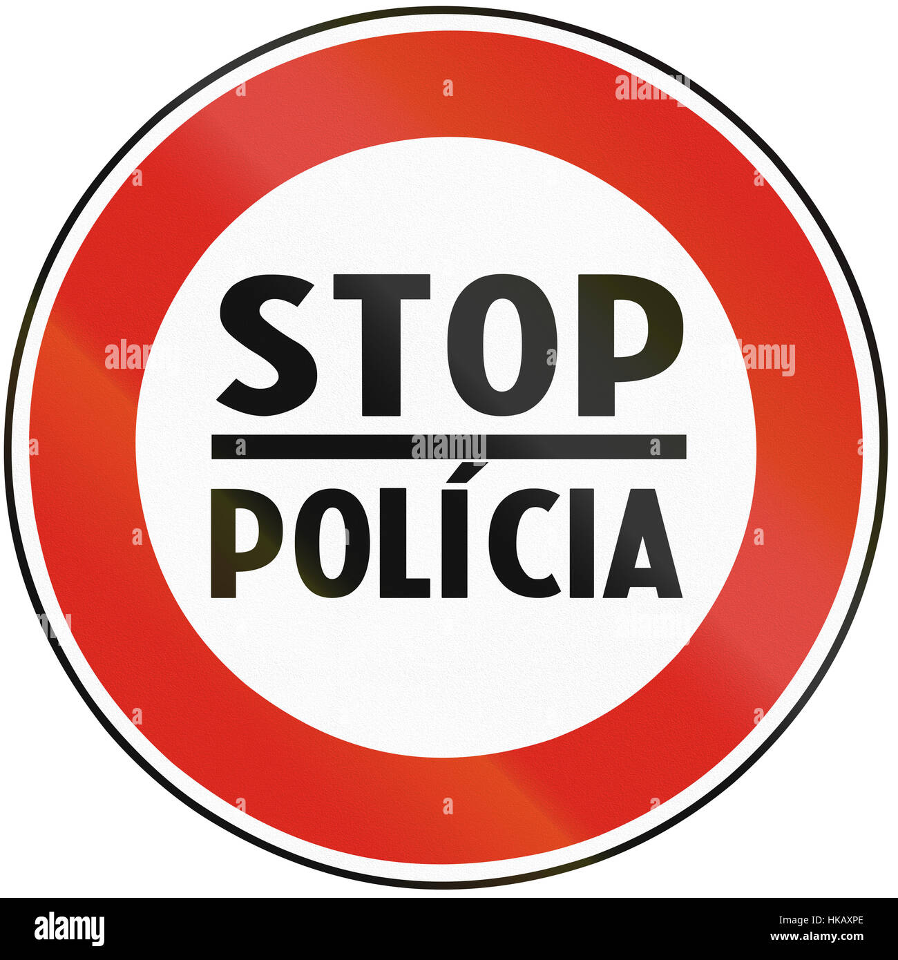 Road sign used in Slovakia - Stop for police check Stock Photo - Alamy