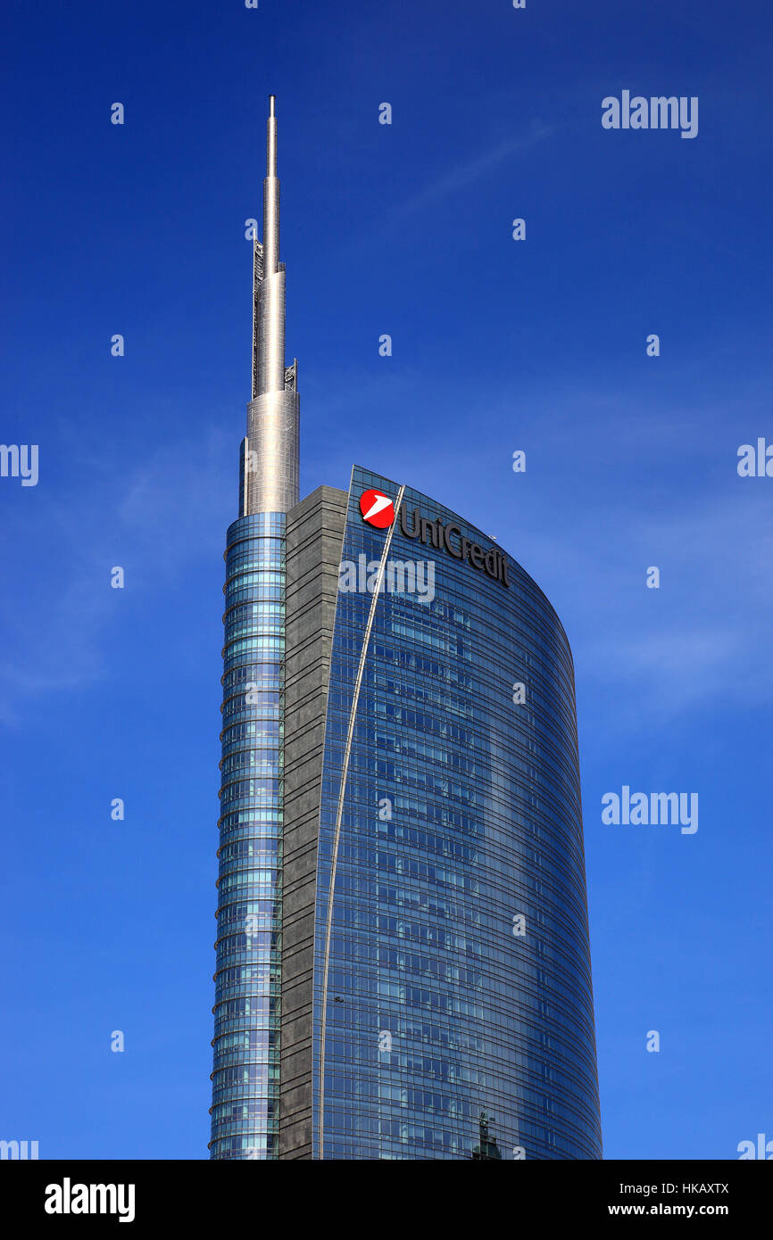 Italy, City of Milan, Porta Nuova, Bank building of Unicredit Bank ...