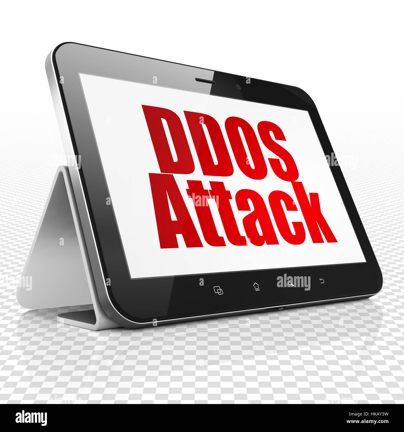 Security concept: Tablet Computer with DDOS Attack on display Stock ...