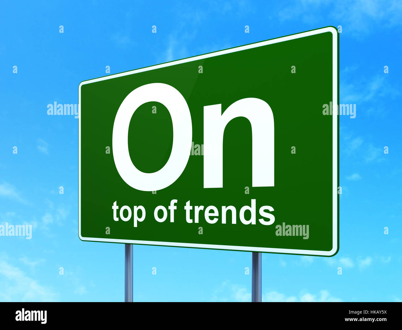 Finance concept: On Top of trends on road sign background Stock Photo ...
