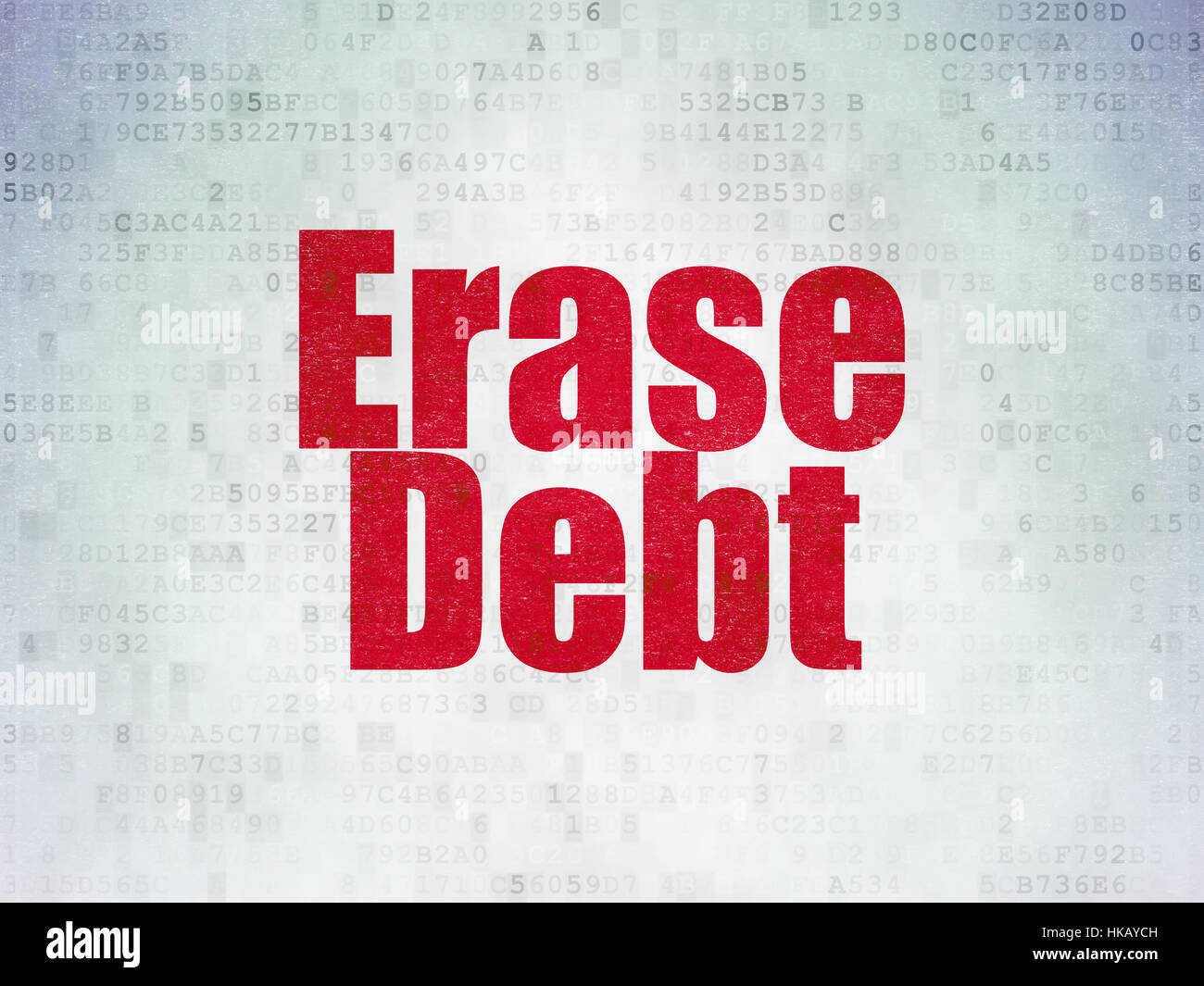 Finance concept: Erase Debt on Digital Data Paper background Stock ...