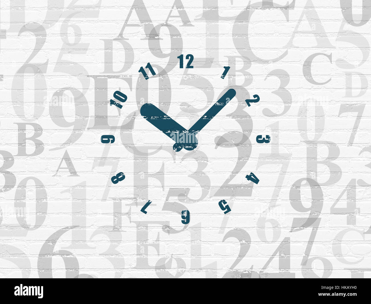 Timeline concept: Clock on wall background Stock Photo - Alamy