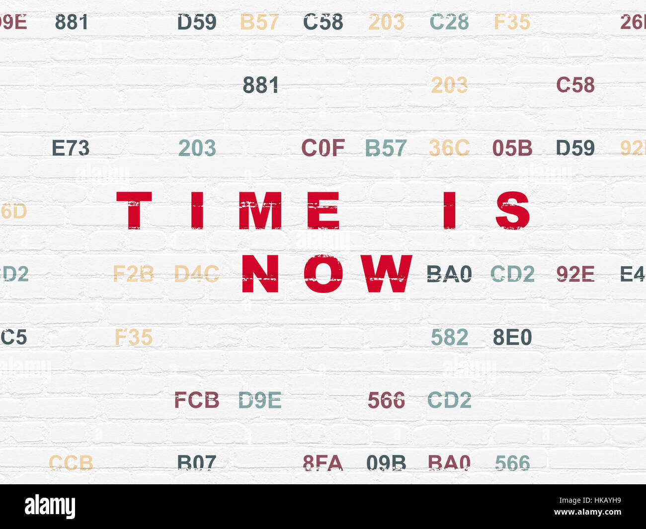 Time concept: Time is Now on wall background Stock Photo - Alamy