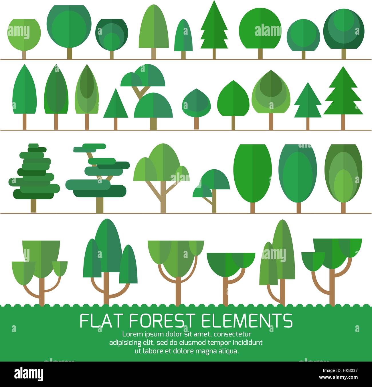 Trendy Set of different trees and other natural objects. Sprites for ...