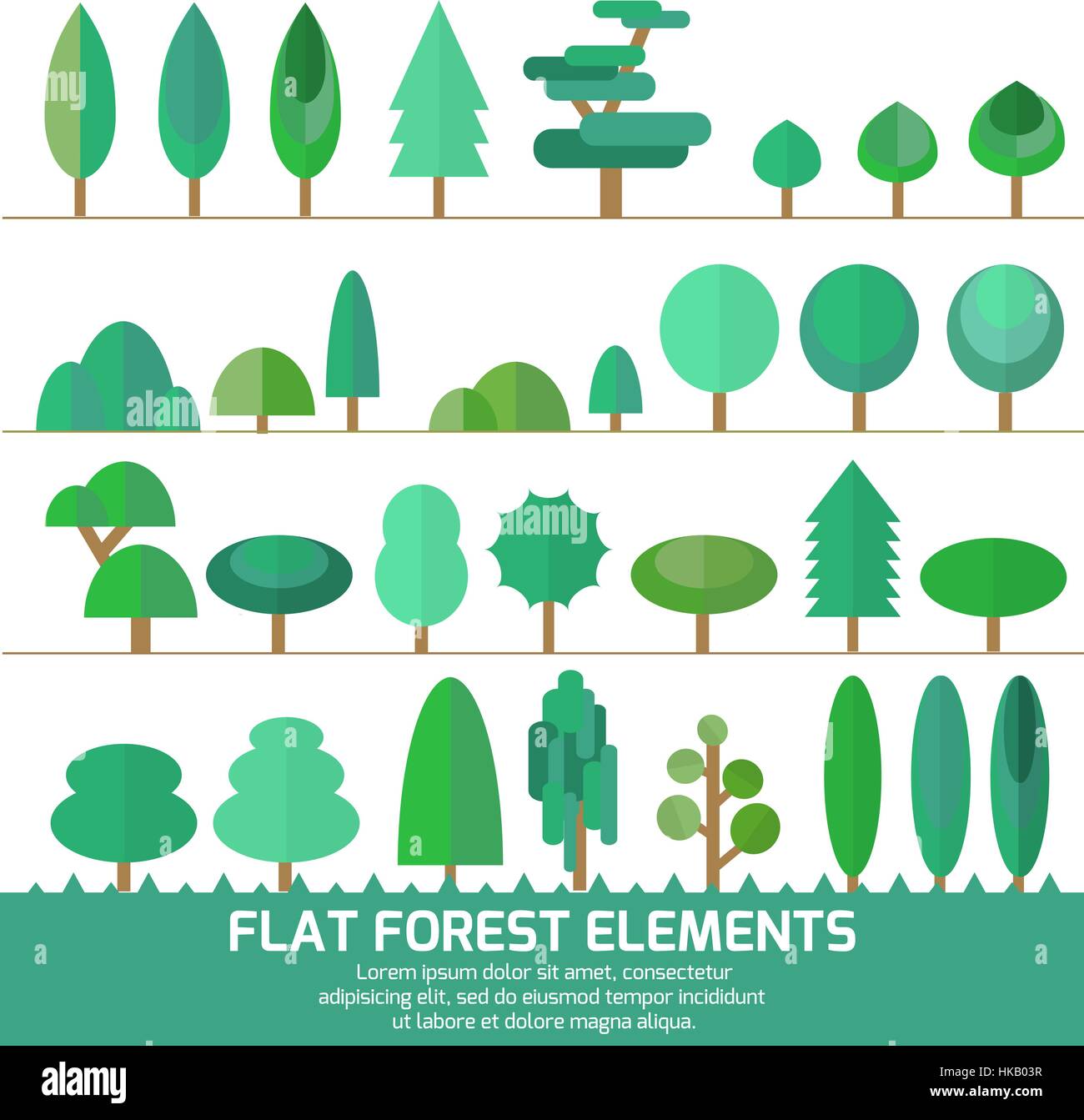 Trendy Set of different trees, bushes , grass and other natural objects ...