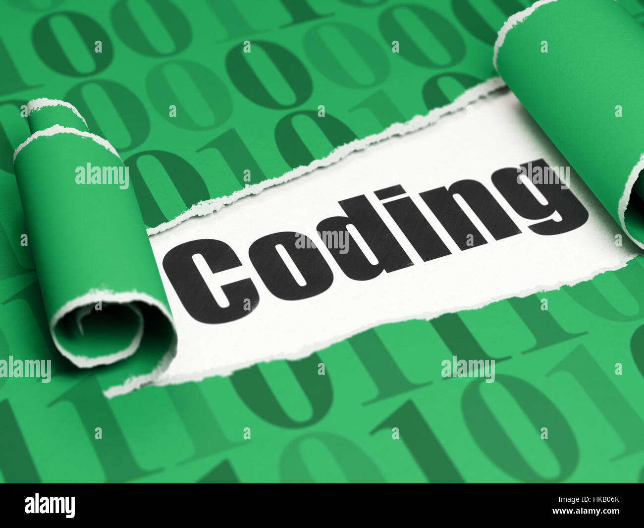 Database concept: black text Coding under the piece of torn paper Stock Photo - Alamy