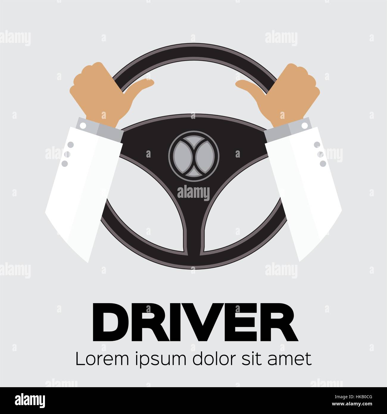 Driver design element with hands holding steering wheel. Vector ...