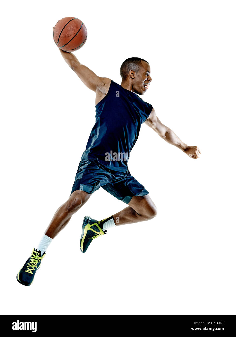 one basketball player man Isolated on white background Stock Photo - Alamy