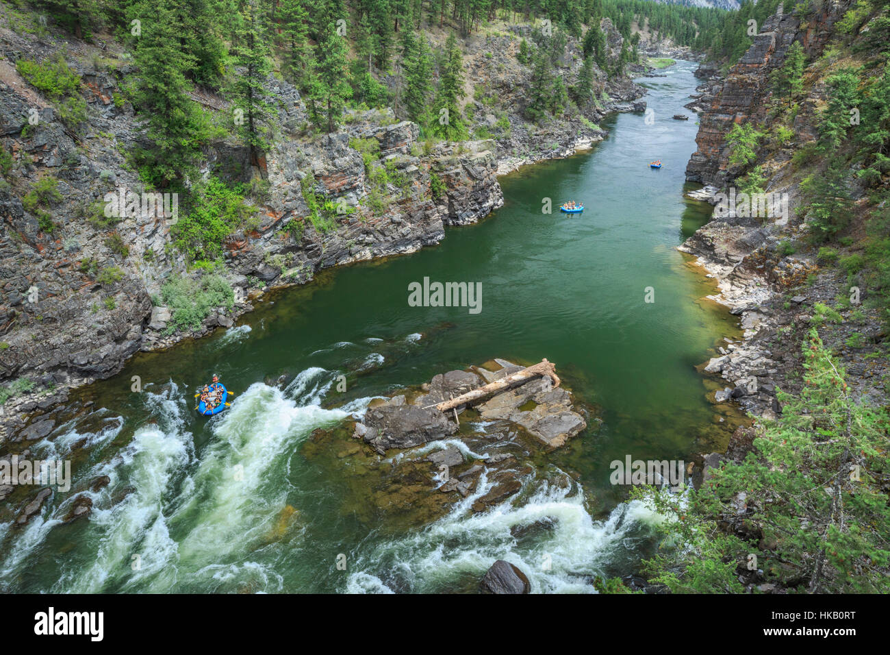 rafter shooting fang rapids on the clark fork river in alberton gorge ...