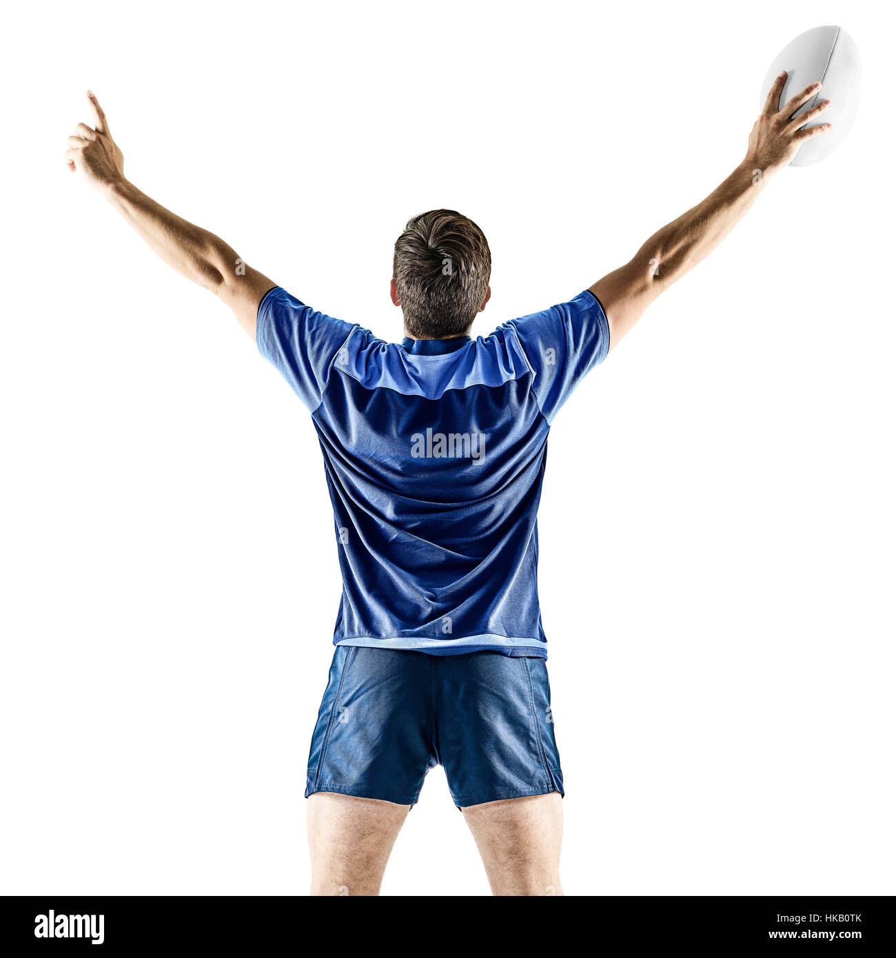 one caucasian rugby player man studio isolated on white background ...