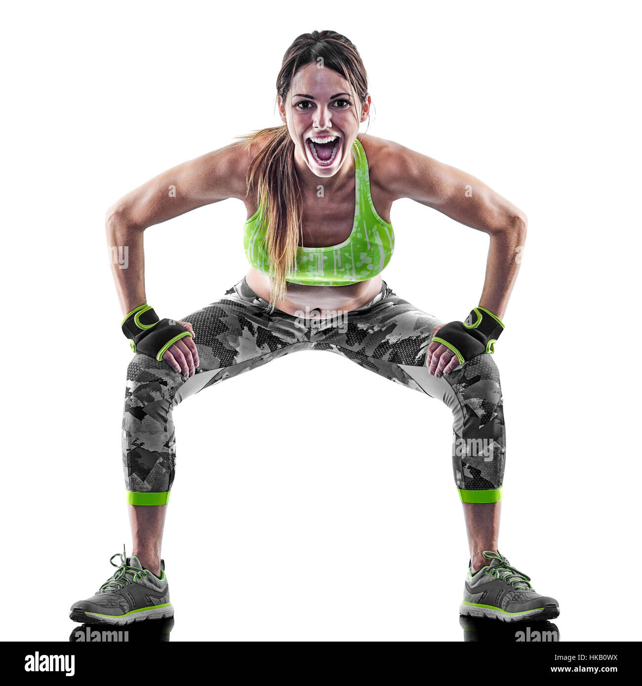 one caucasian woman exercising fitness boxing pilates piloxing ...