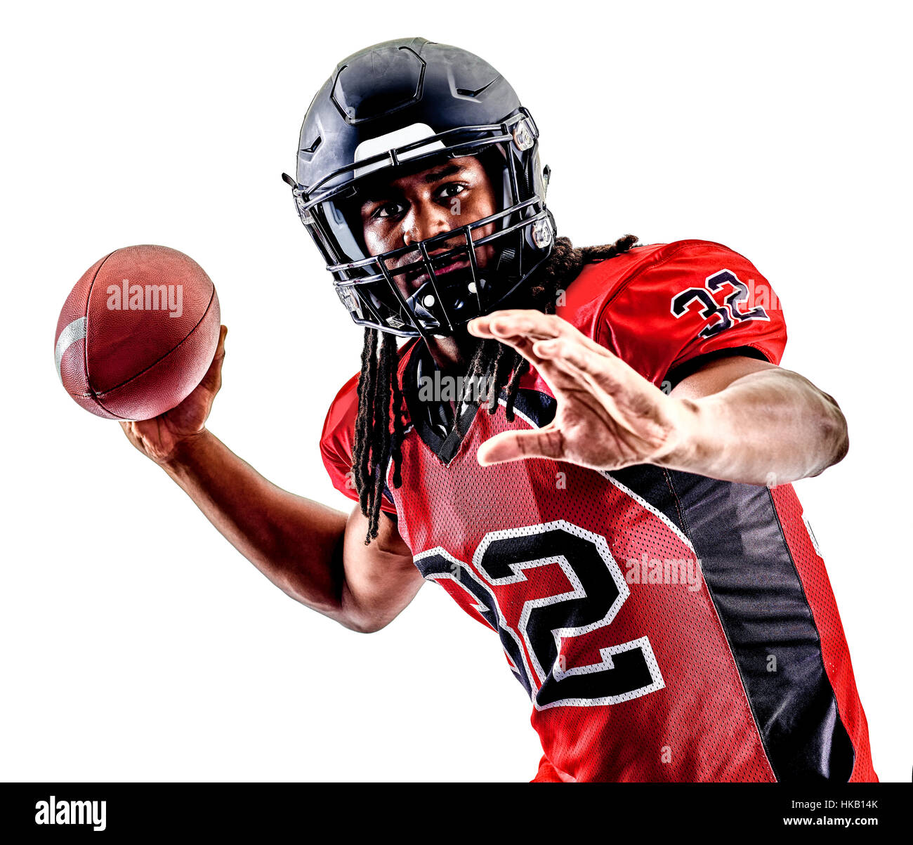 one american football player man isolated on white background Stock ...