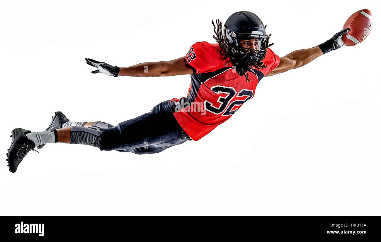one american football player man isolated on white background Stock ...