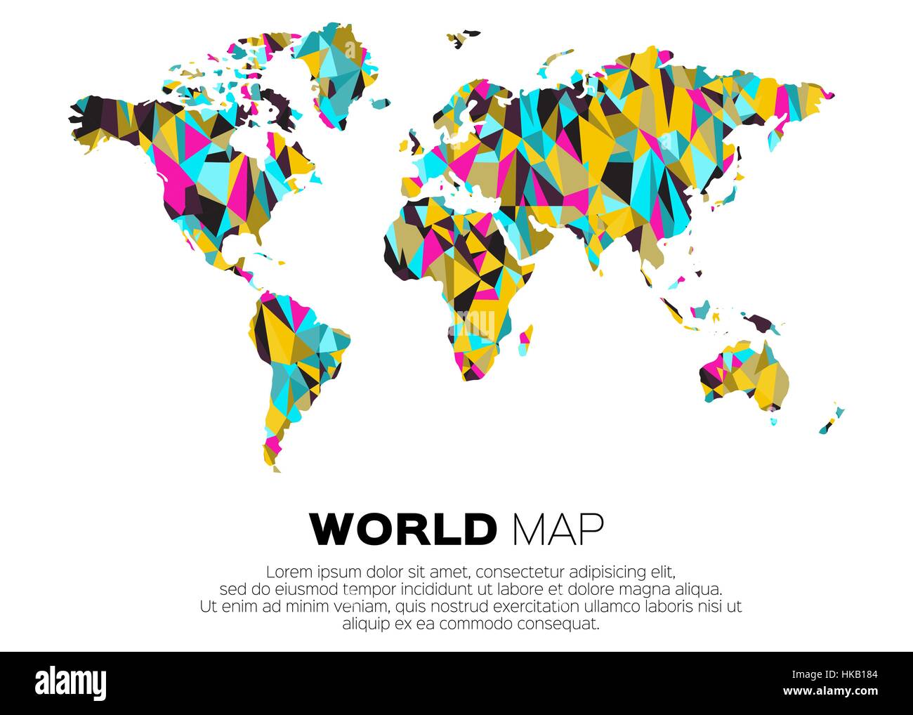 World map background in polygonal style. Abstract origami color map ...