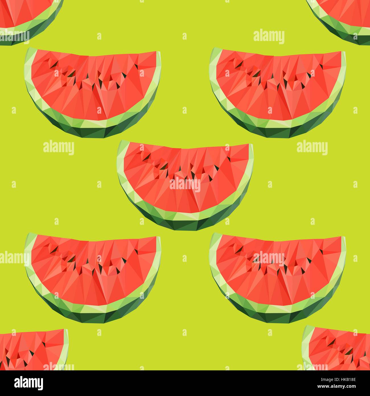 Geometric polygonal fruit – slice of watermelon. Vector illustration ...