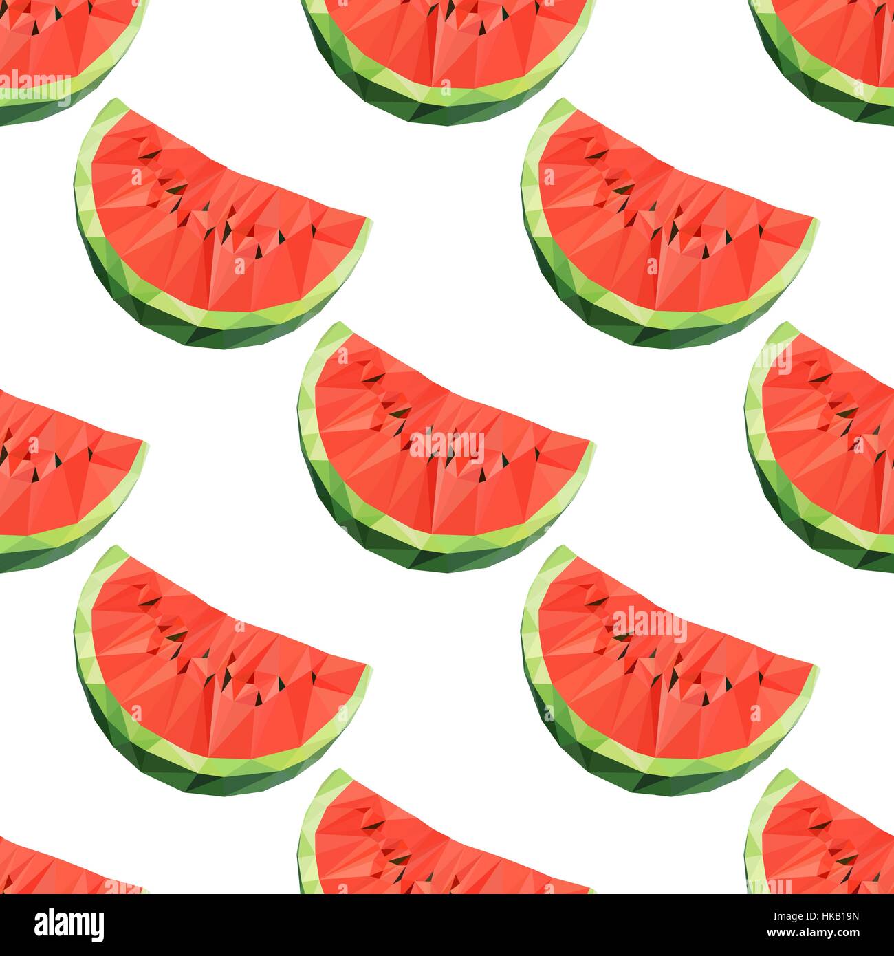 Geometric polygonal fruit – slice of watermelon. Vector illustration ...