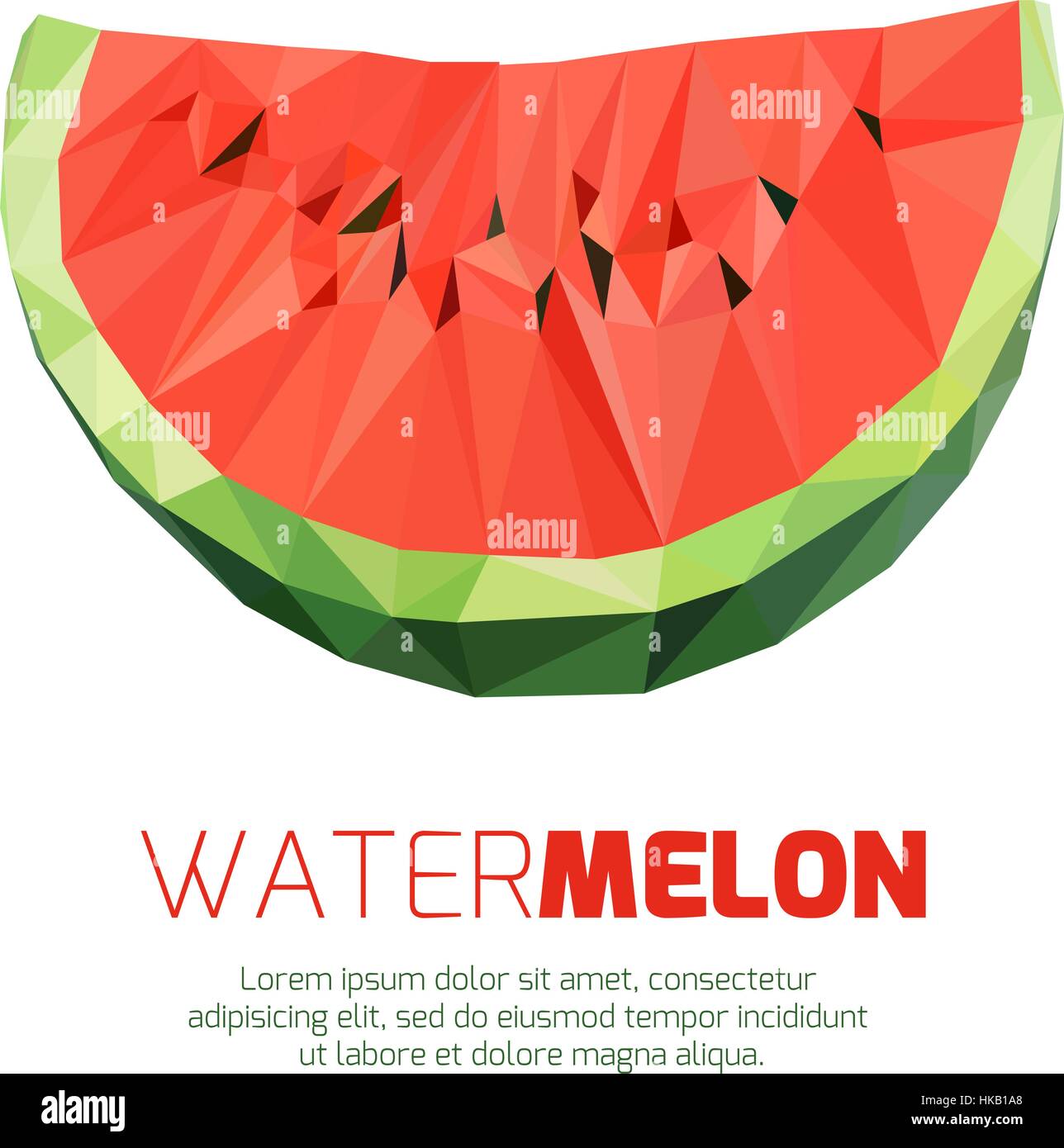 Geometric polygonal fruit – slice of watermelon. Vector illustration ...