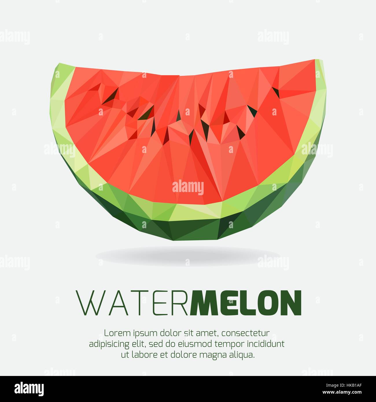 Geometric polygonal fruit – slice of watermelon. Vector illustration ...