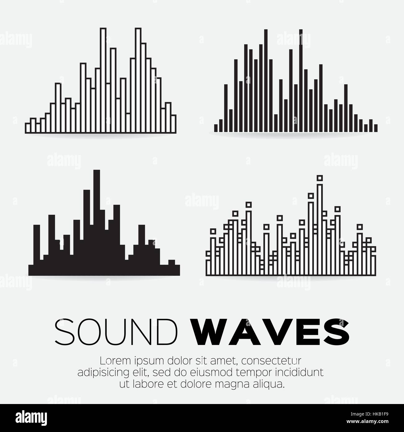 Vector music sound waves set. Audio sound equalizer technology, pulse musical. Vector ...