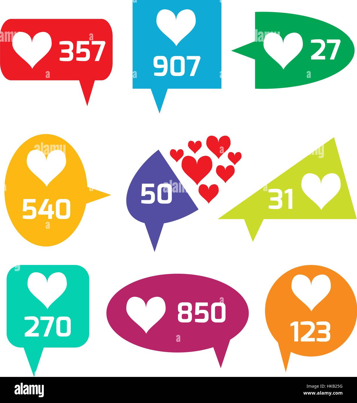 Notification Icons. Like Counter Set. Love, like - Buttons with counter ...