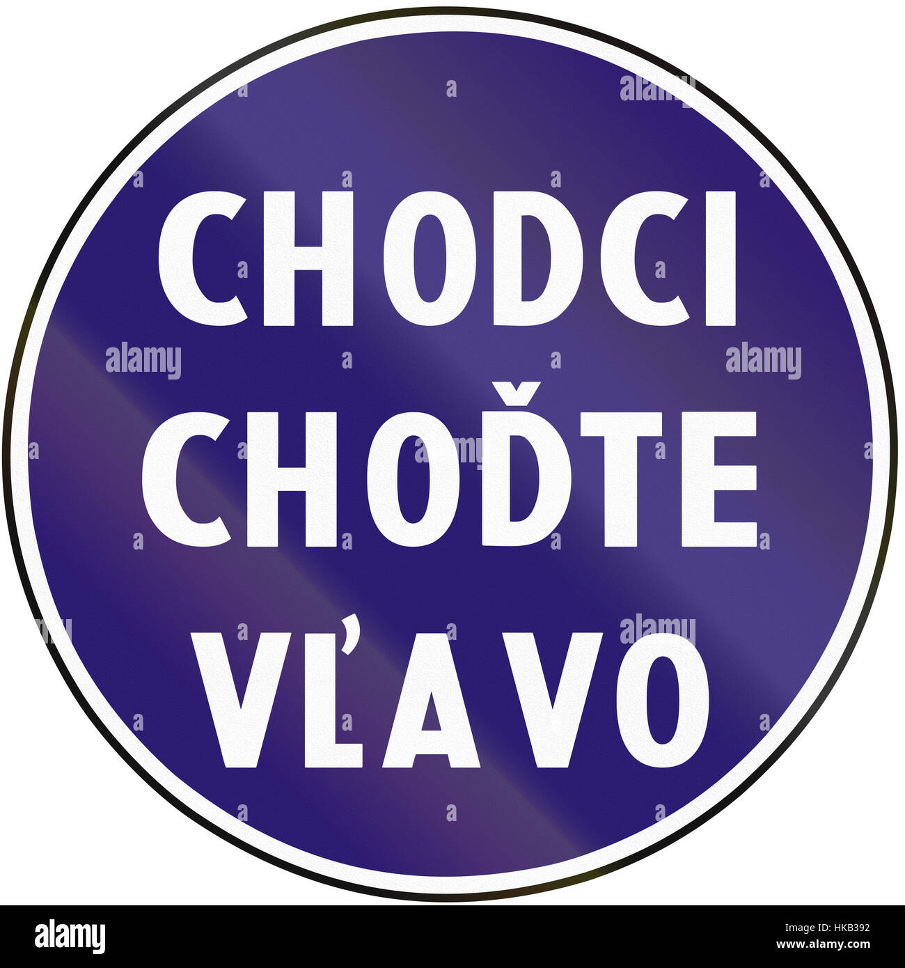 Road sign used in Slovakia - Walkway to the left Stock Photo - Alamy