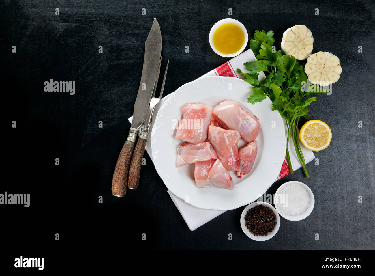 raw rabbit meat with cooking ingredients Stock Photo - Alamy
