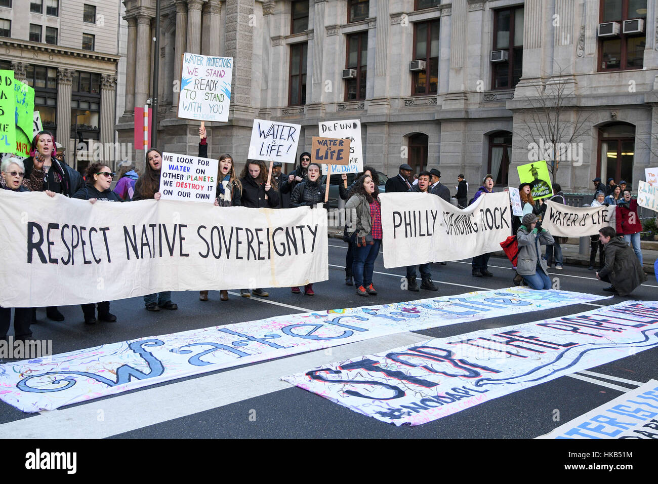Philadelphia, Pennsylvania, USA. 26th Jan, 2017. Protesters rally to ...