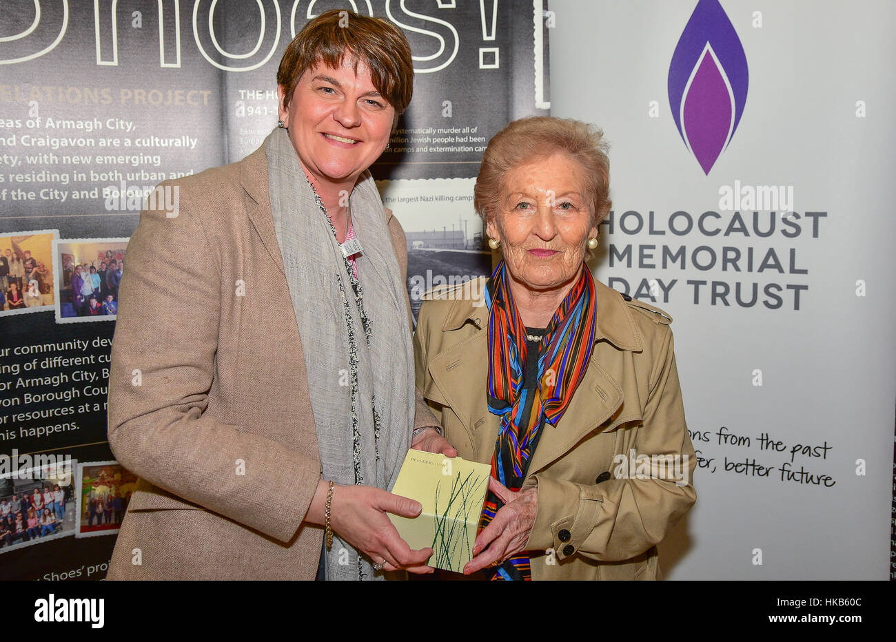 Armagh City, UK. 26th January, 2017. DUP Leader Arlene Foster presents ...