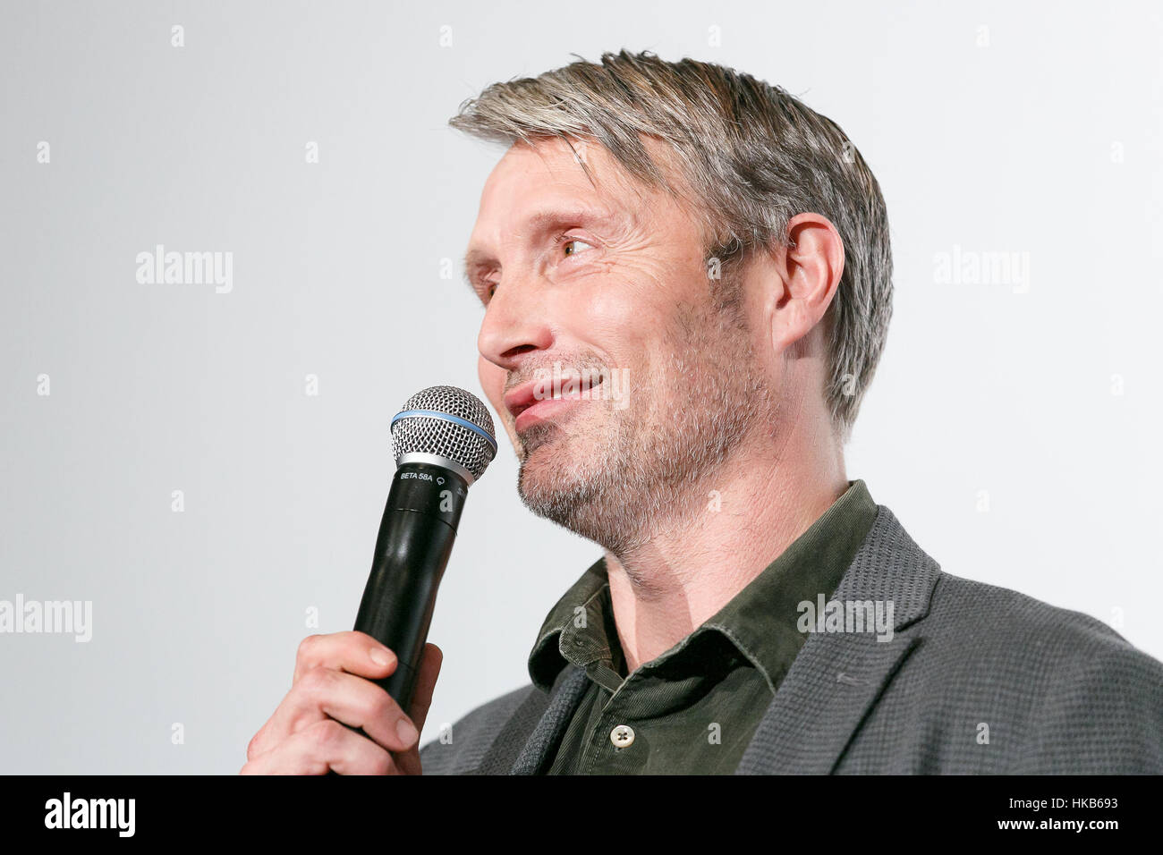 Tokyo, Japan. 27th Jan, 2017. Danish actor Mads Mikkelsen speaks during ...