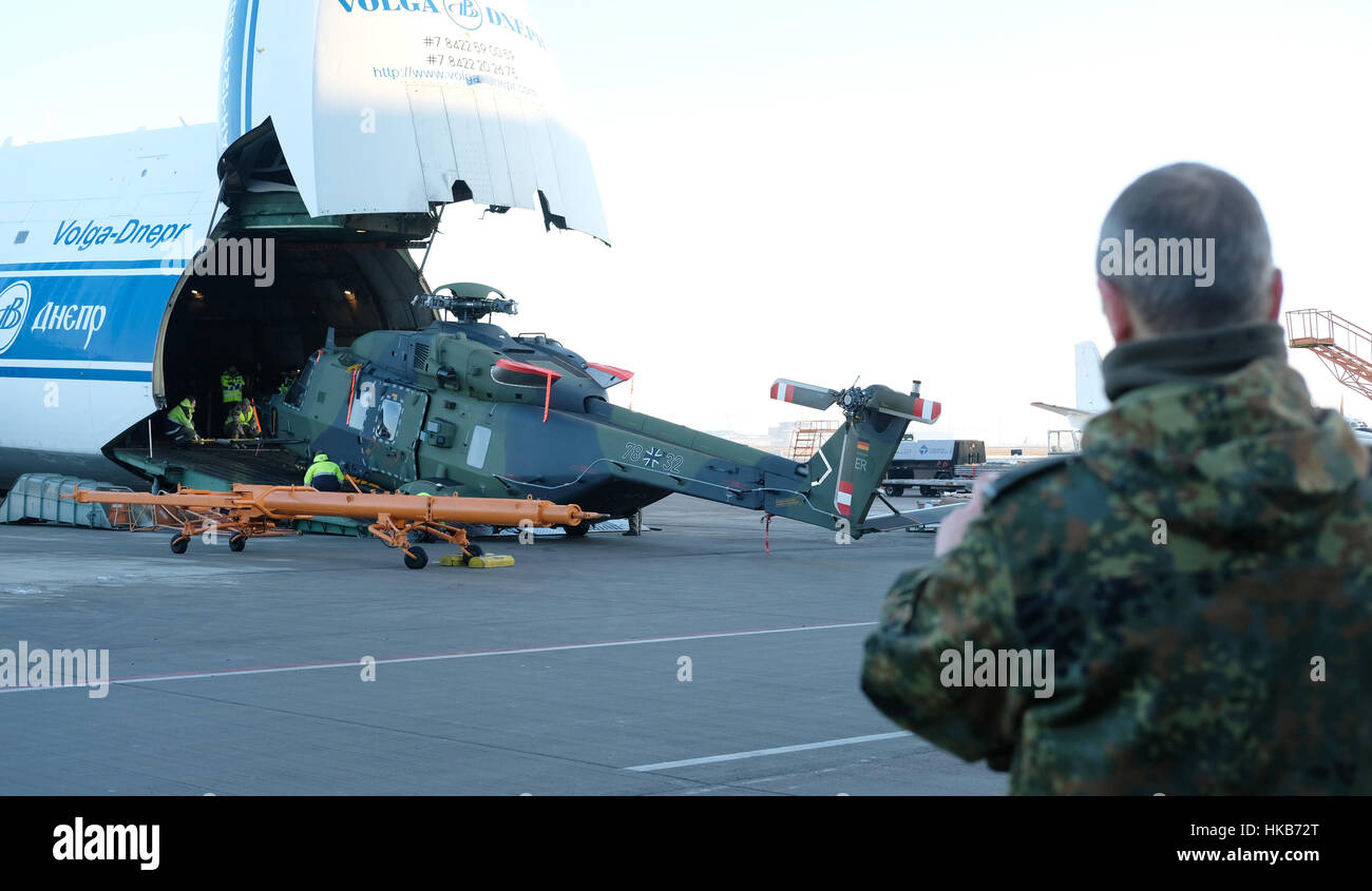 Schkeuditz, Germany. 27th Jan, 2017. A transport helicopter of the ...
