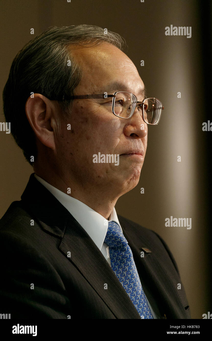 Tokyo, Japan. 27th Jan, 2017. Toshiba Corp. President Satoshi Tsunakawa ...