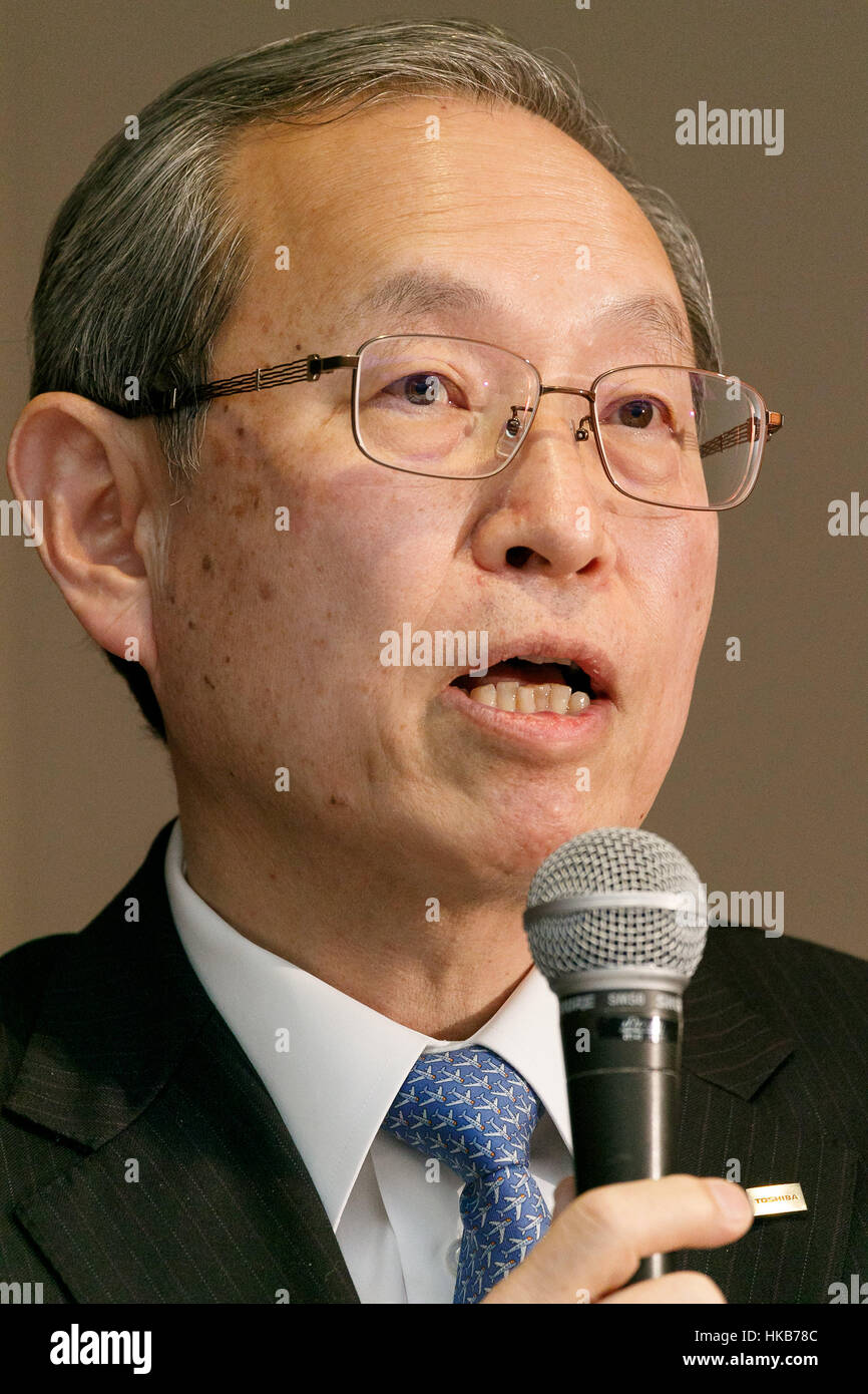 Tokyo, Japan. 27th Jan, 2017. Toshiba Corp. President Satoshi Tsunakawa ...