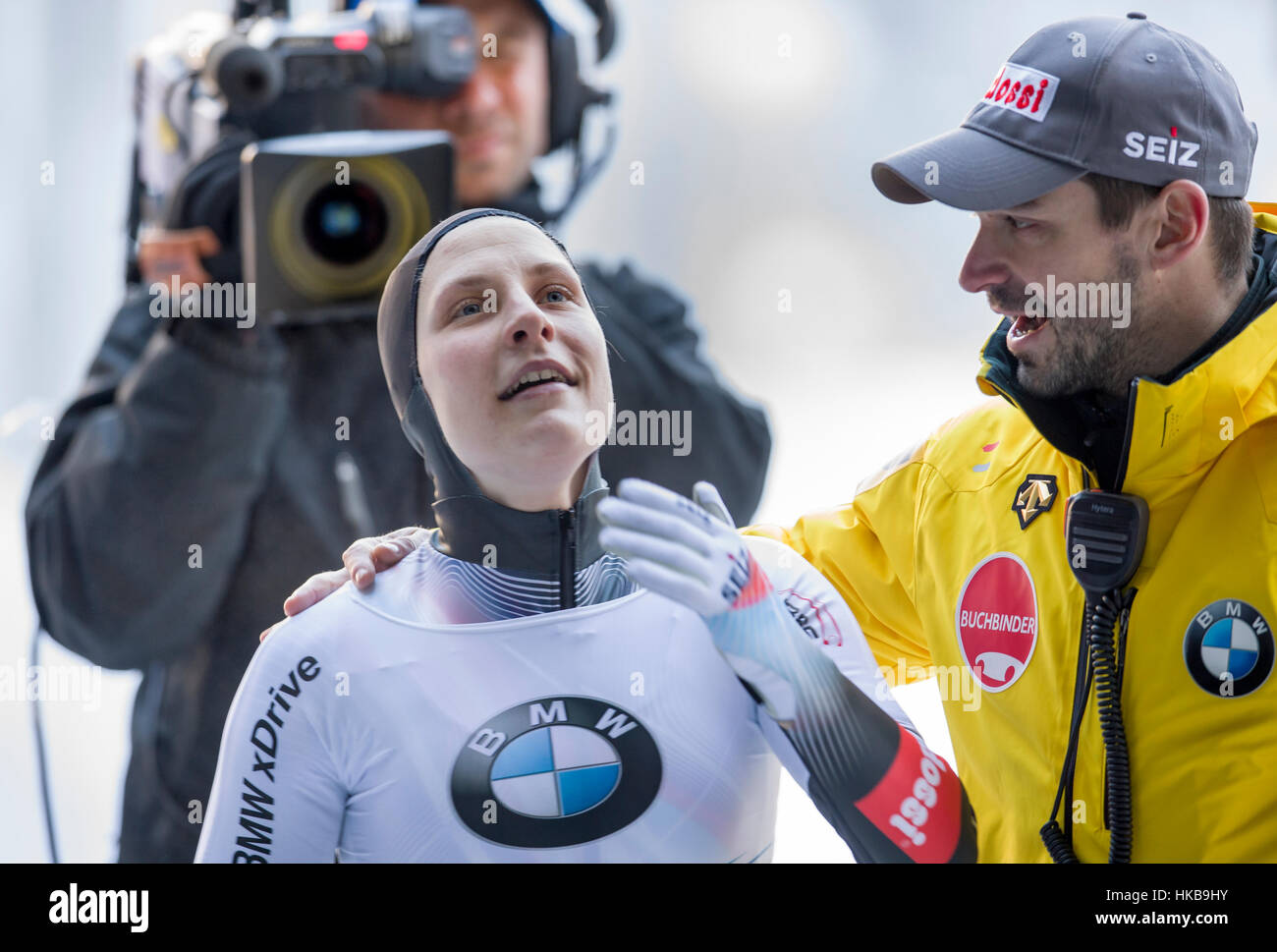 Koenigssee, Germany. 27th Jan, 2017. German Tina Hermann celebrates her ...
