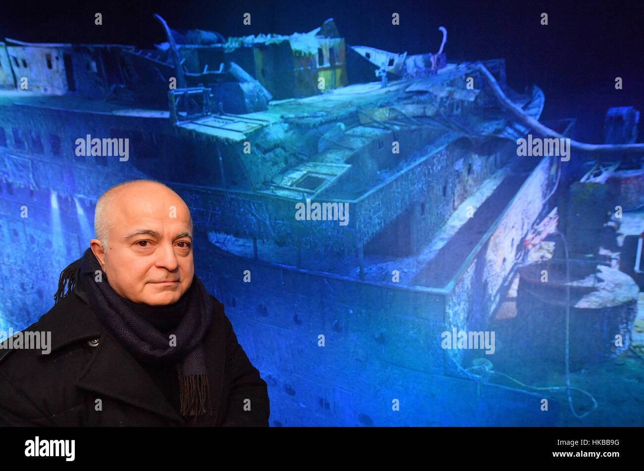 Leipzig, Germany. 27th Jan, 2017. Panorama artist Yadegar Asisi stands ...