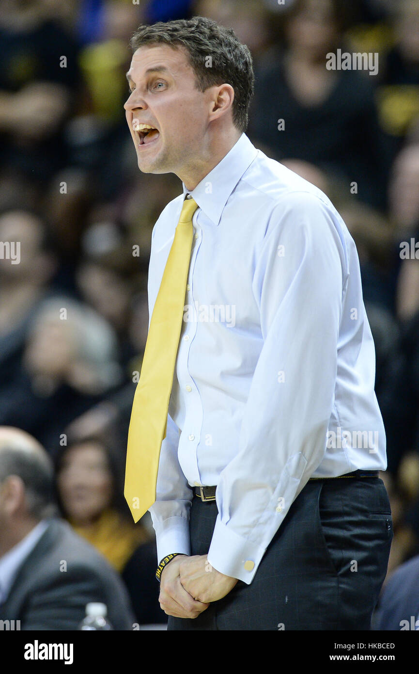 Richmond, USA. 27th Jan, 2017. Head coach Will Wade yells at his team ...