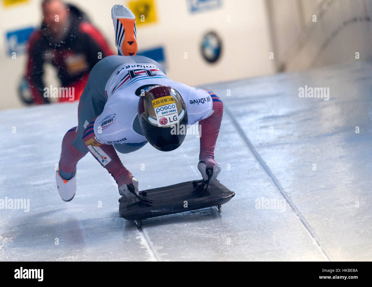 Koenigssee, Germany. 28th Jan, 2017. Korean skeleton racer Yun Sung-bin ...