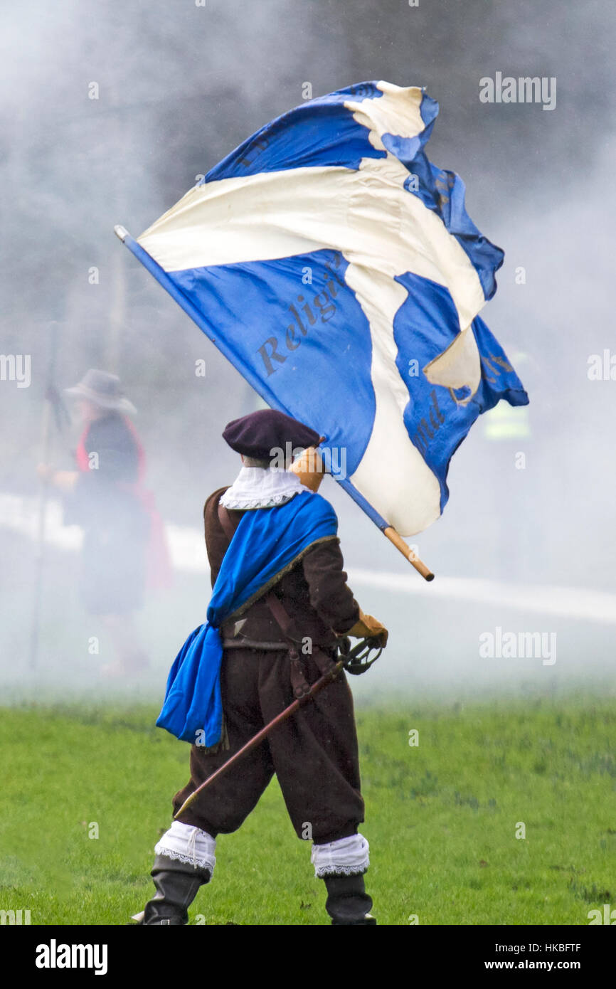 Scottish battle blue white Standard Flag at the Battle of Nantwich was ...