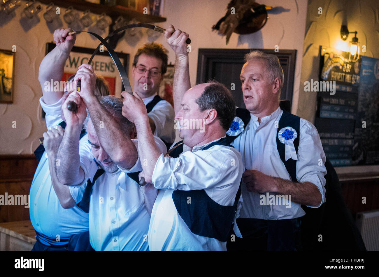 Nottingham, UK, Saturday 28th January 2017, Rapper sword dancers visit ...