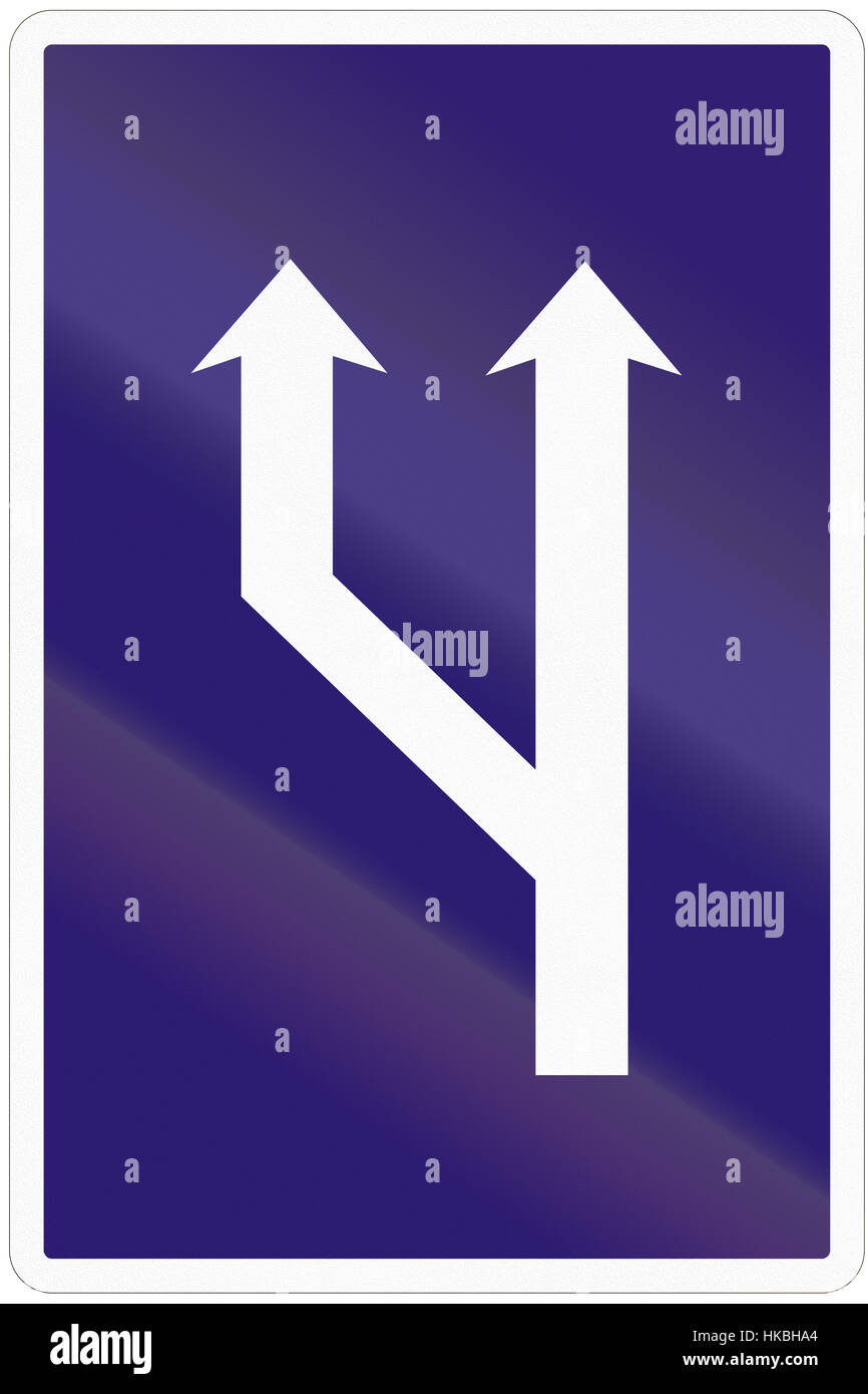 Road sign used in Slovakia - Increased lanes available Stock Photo - Alamy