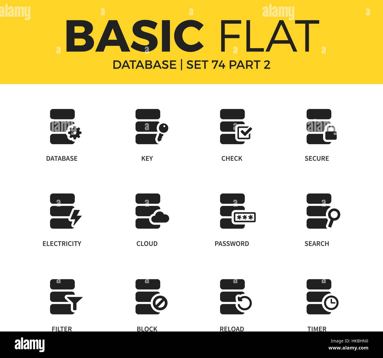 Database flat icons vector Stock Vector Images - Alamy