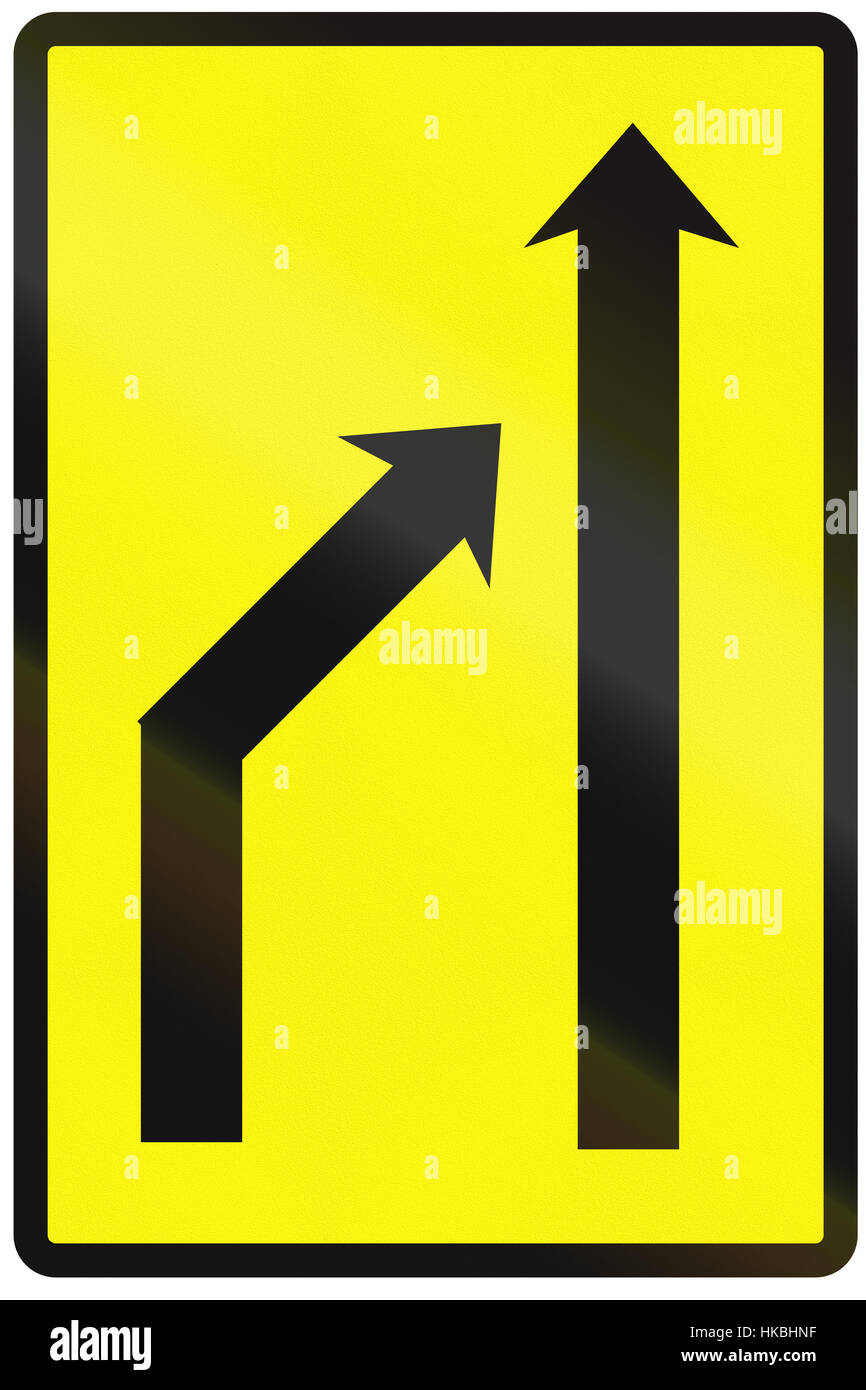 Reduction In Lanes Sign