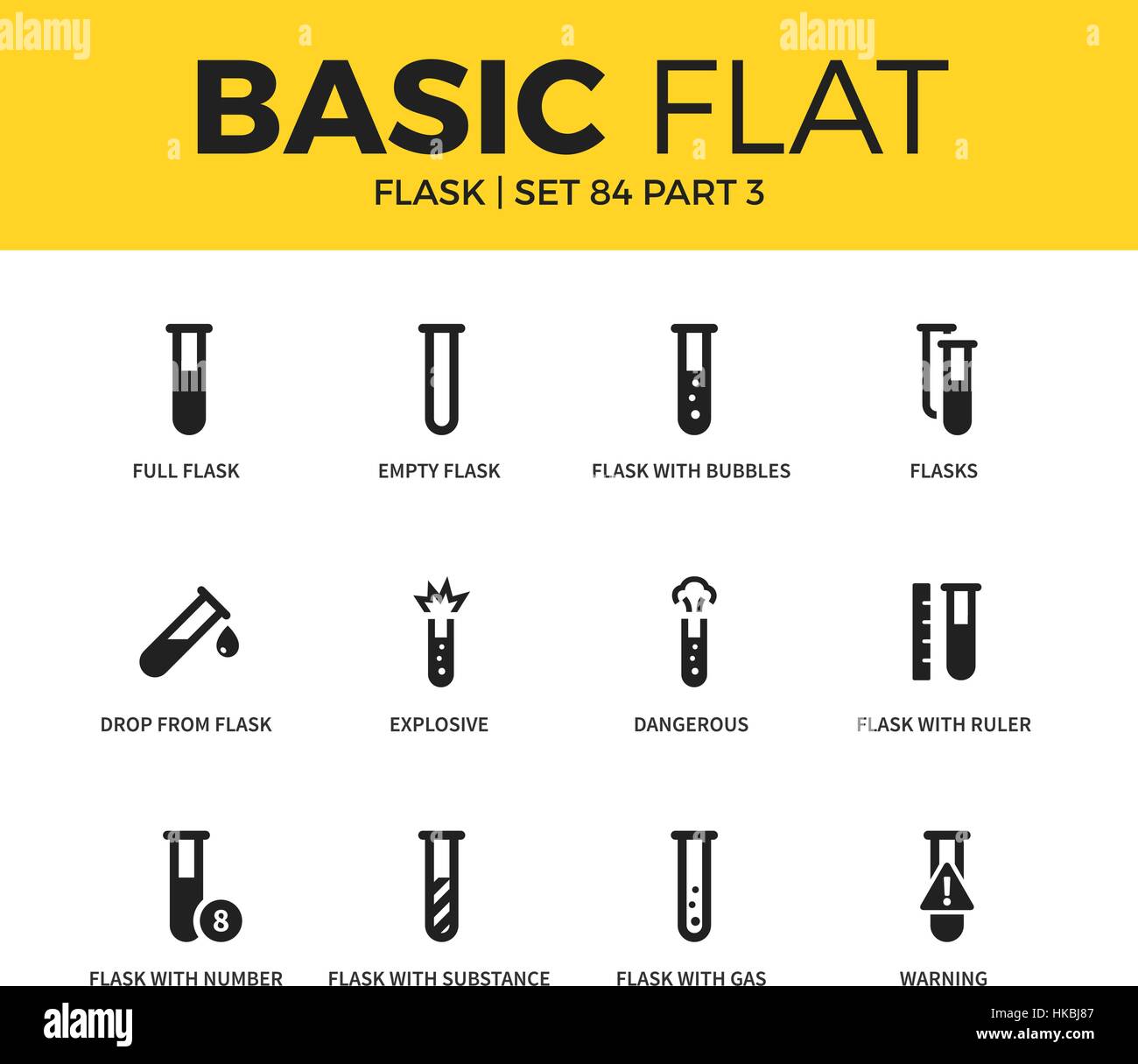 Basic set of flask icons Stock Vector Image & Art - Alamy