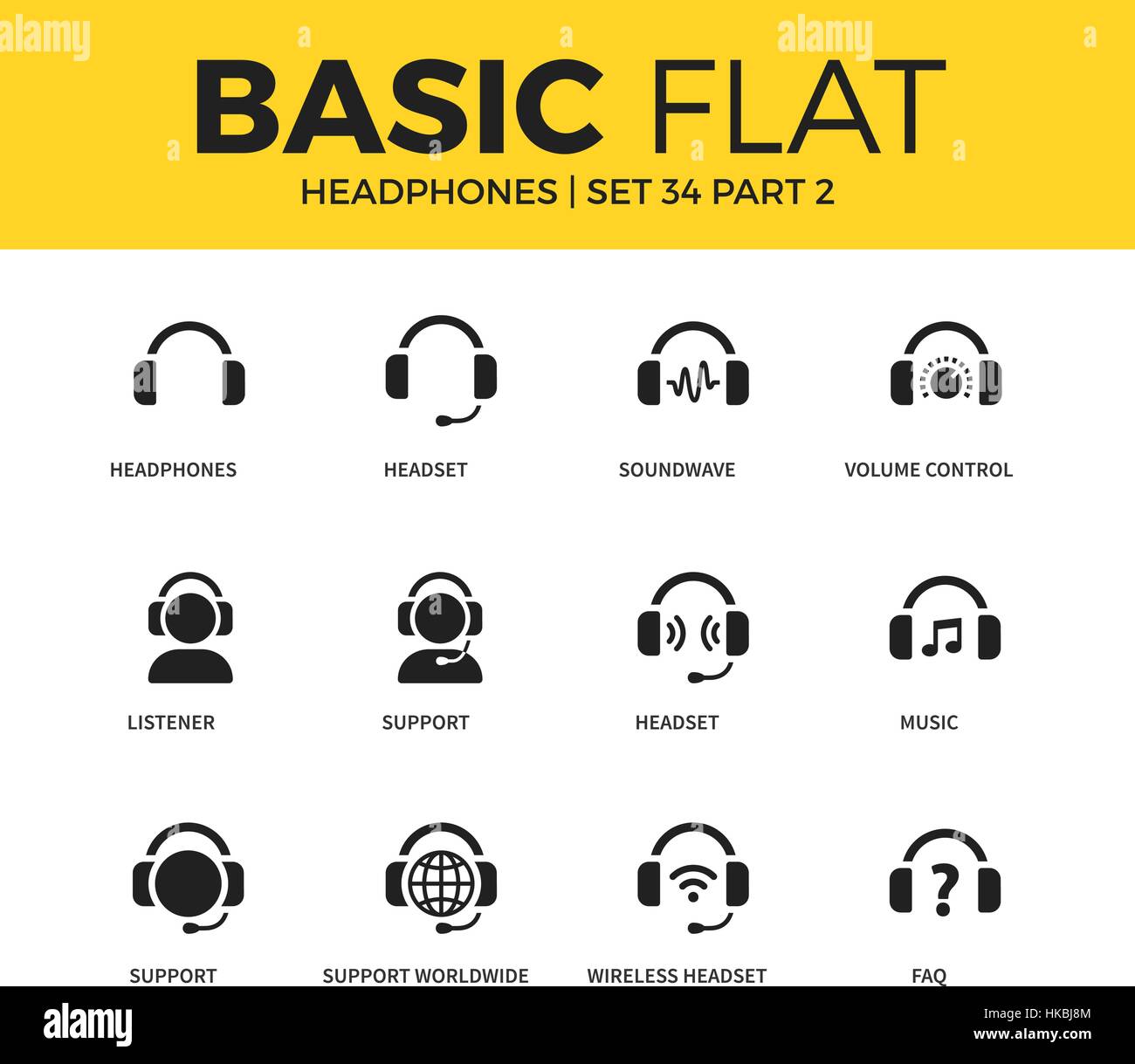 Basic set of headphones icons Stock Vector Image & Art - Alamy